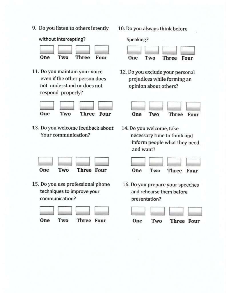 Self appraisal Communication Skills; Answer 21 Questions — NIMBLE ...