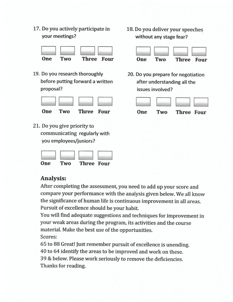 Self appraisal Communication Skills; Answer 21 Questions — NIMBLE ...