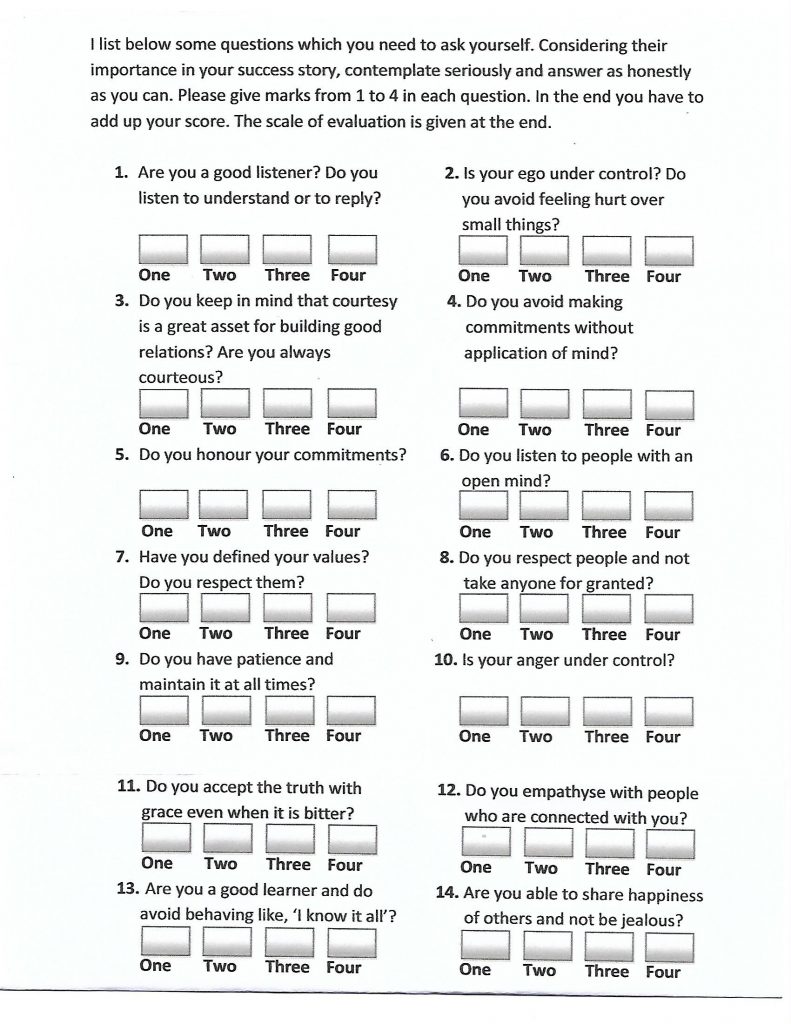 Self-appraisal Interpersonal Skill; Answer 14 Questions — NIMBLE ...
